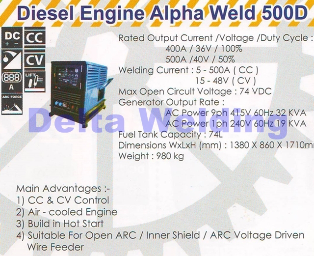 Wim Diesel Engine Alpha Welding Machine 500D | Delta Welding Malaysia ...